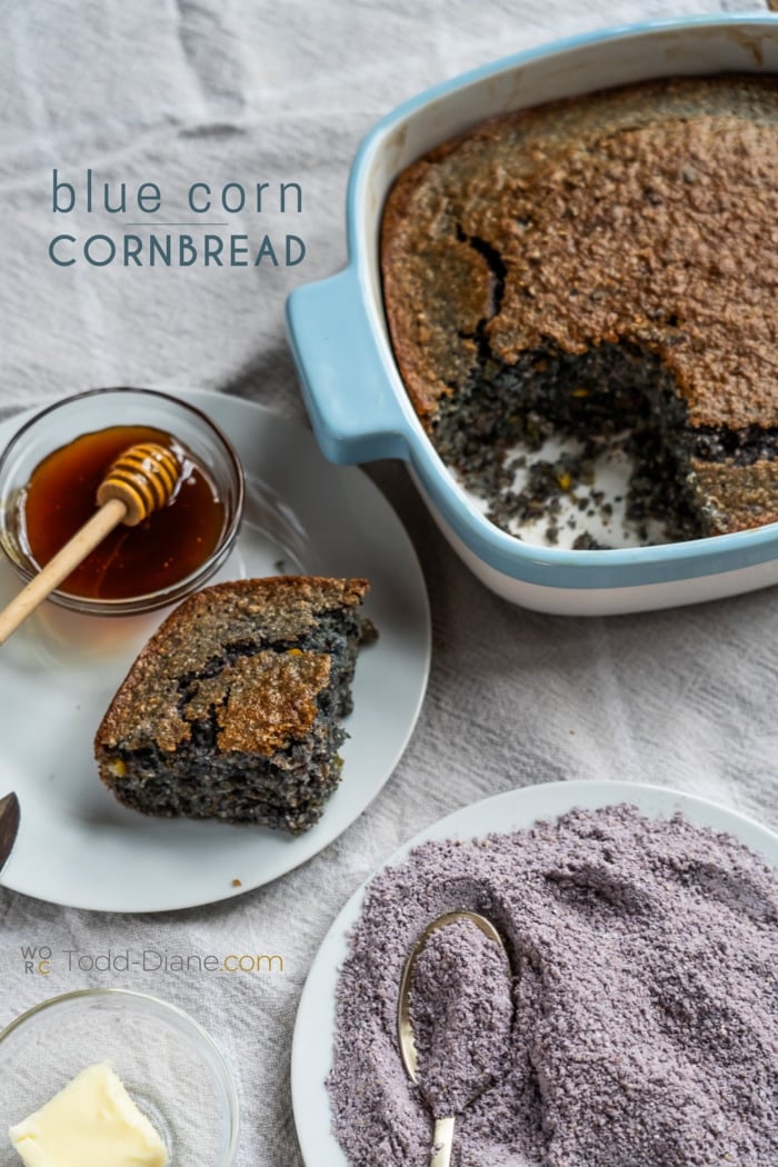 Blue Corn Cornbread with Heirloom Blue Cornmeal | White on Rice