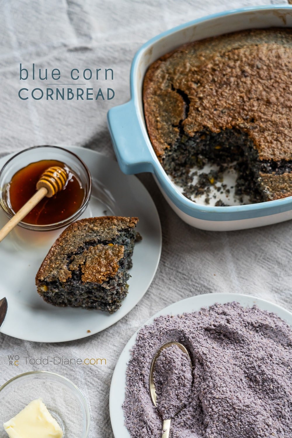 Blue Corn Cornbread with Heirloom Blue Cornmeal | White on Rice