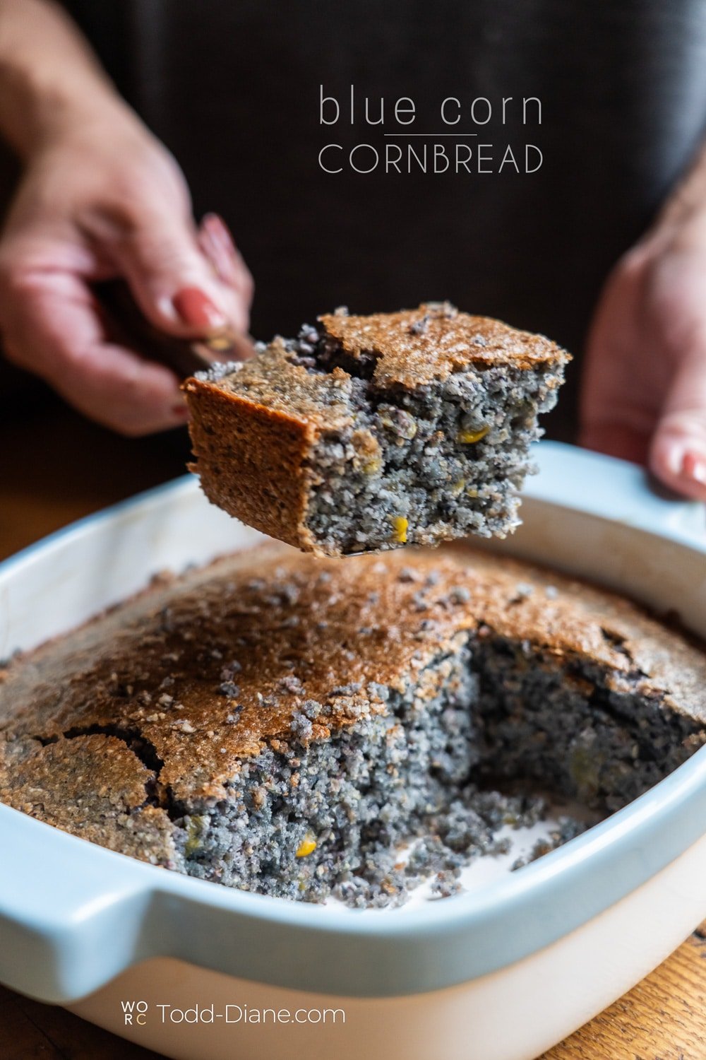Blue Corn Cornbread with Heirloom Blue Cornmeal | White on Rice