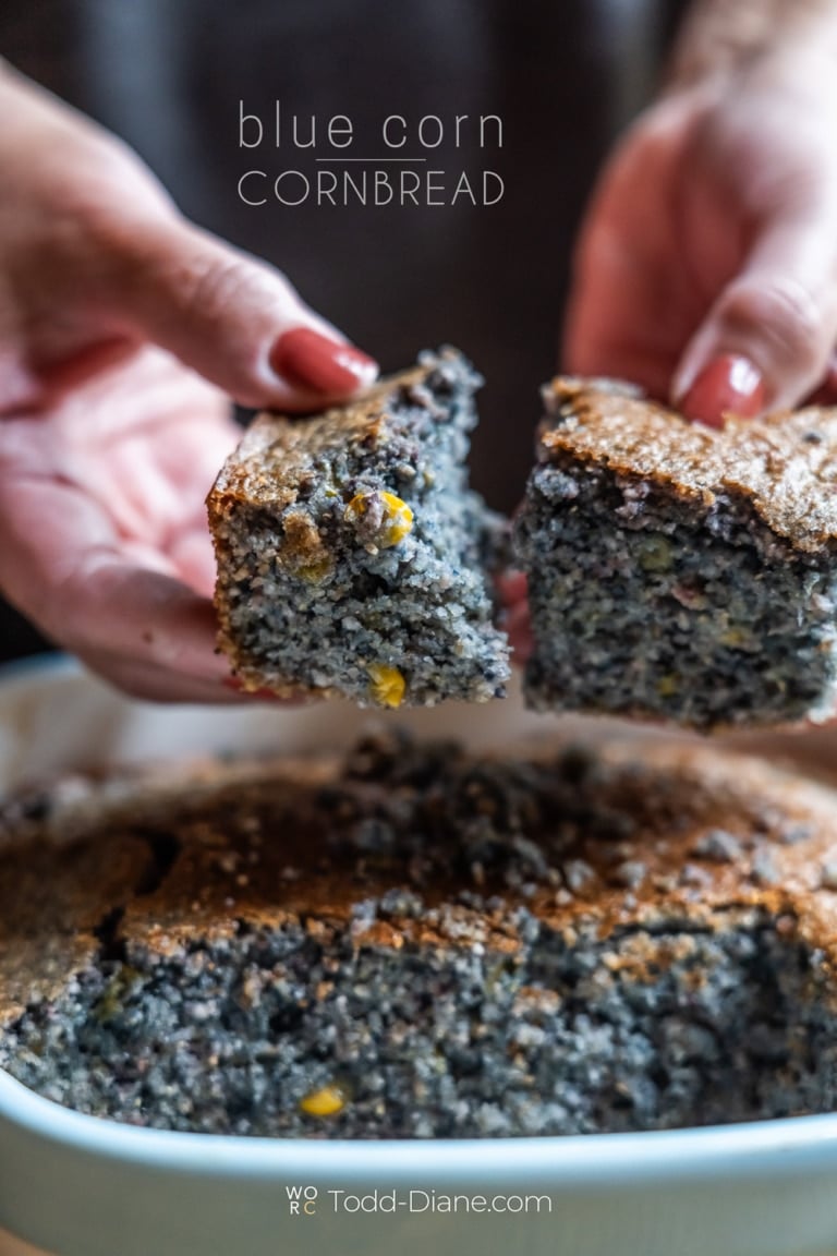 Blue Corn Cornbread with Heirloom Blue Cornmeal | White on Rice