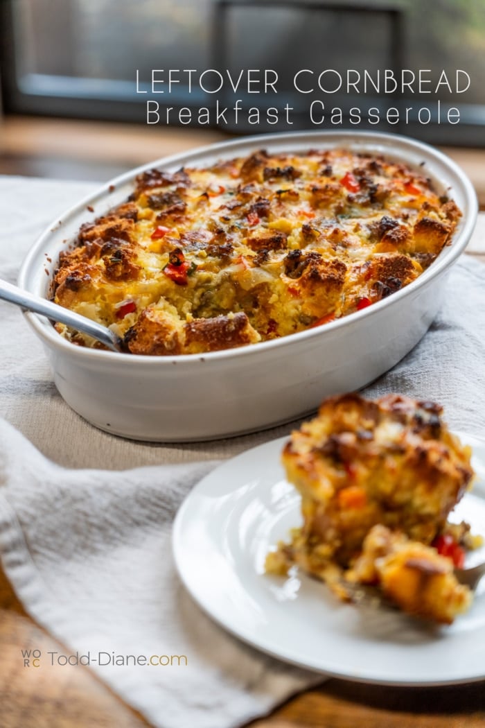 Cornbread Breakfast Casserole with Leftover Cornbread | White