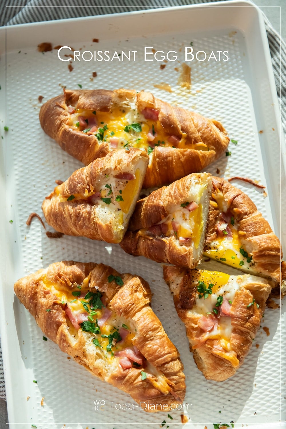 Croissant Egg Boats Ham for Breakfast Brunch | White On Rice
