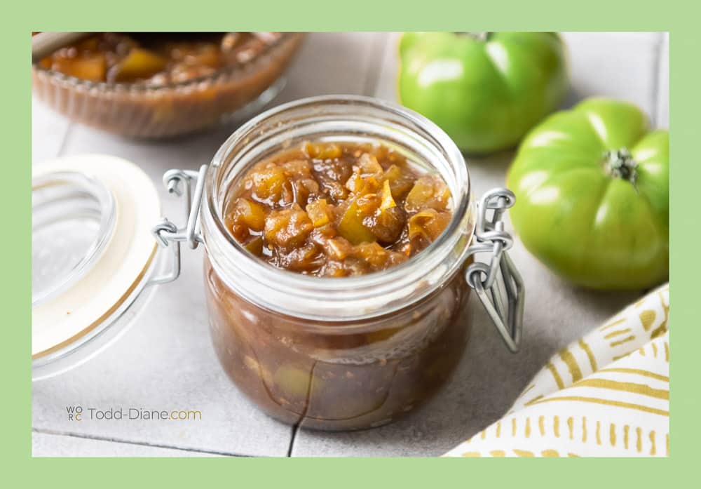 Sweet and Spicy Green Tomato Chutney Recipe | White On Rice