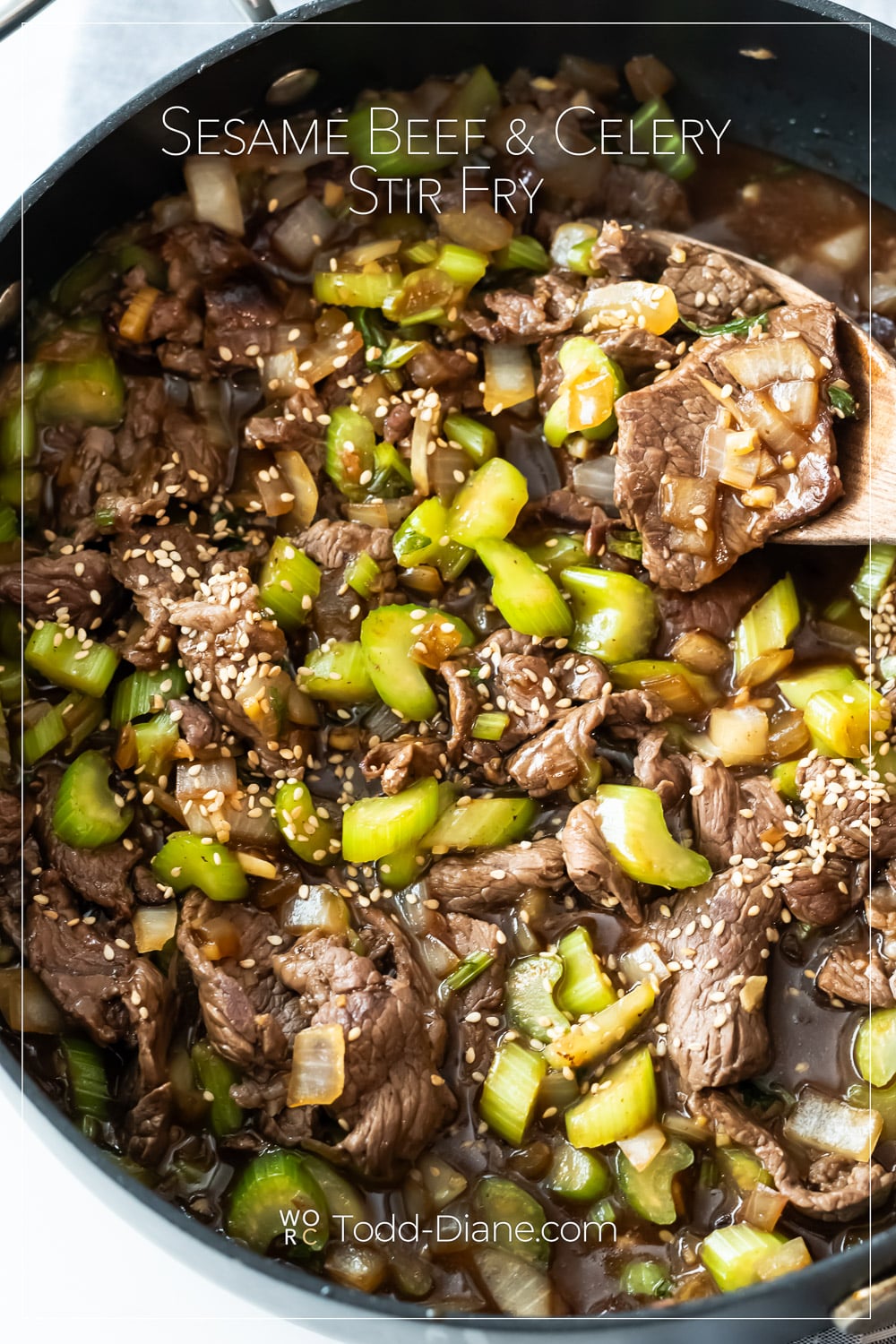 Beef Celery Stir Fry with Sesame Sauce Healthy | White On Rice