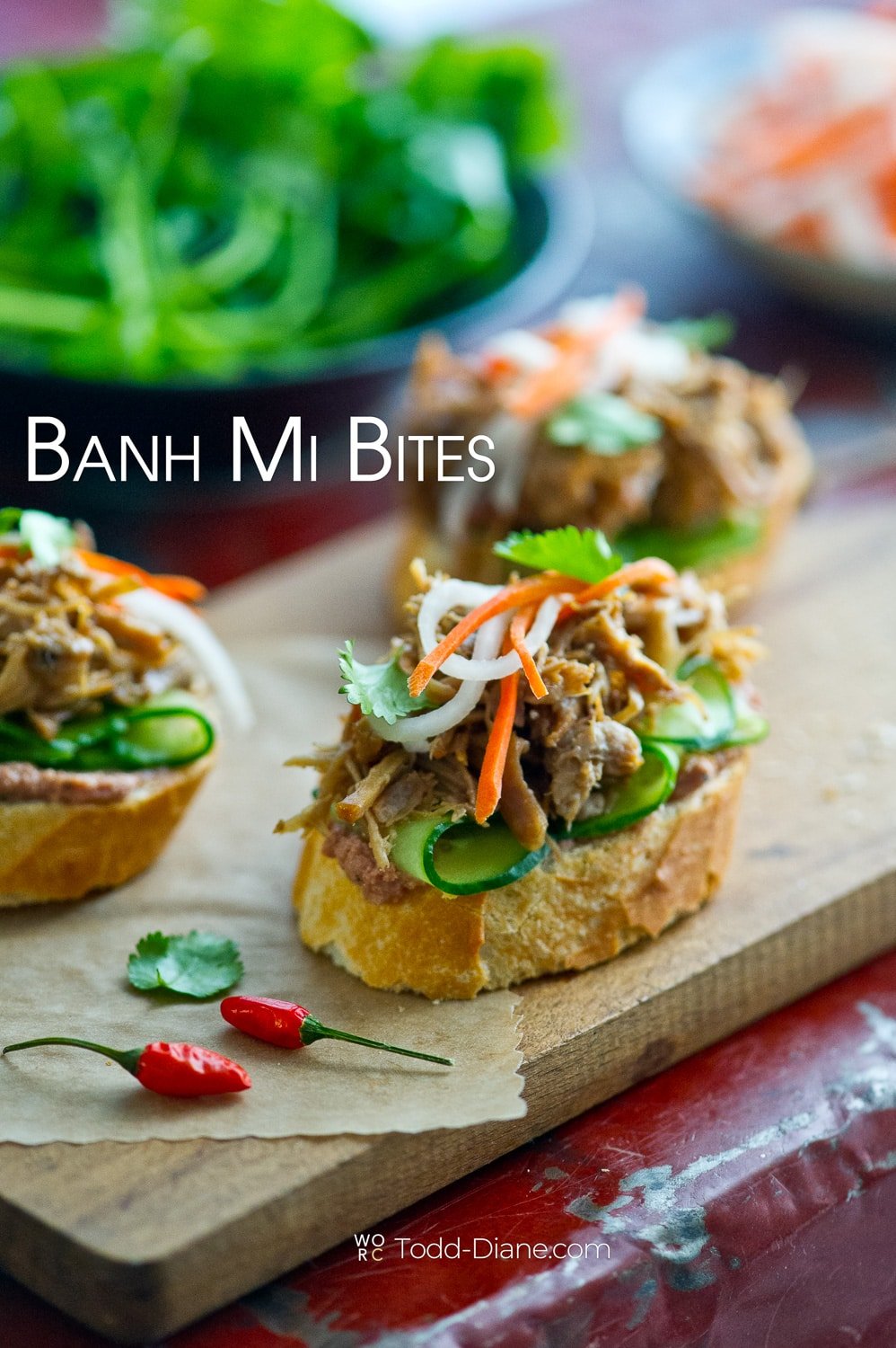 Vietnamese Banh Mi Bites Easy Appetizers with Pulled Pork