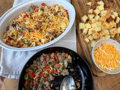 Cornbread Breakfast Casserole with Leftover Cornbread | White